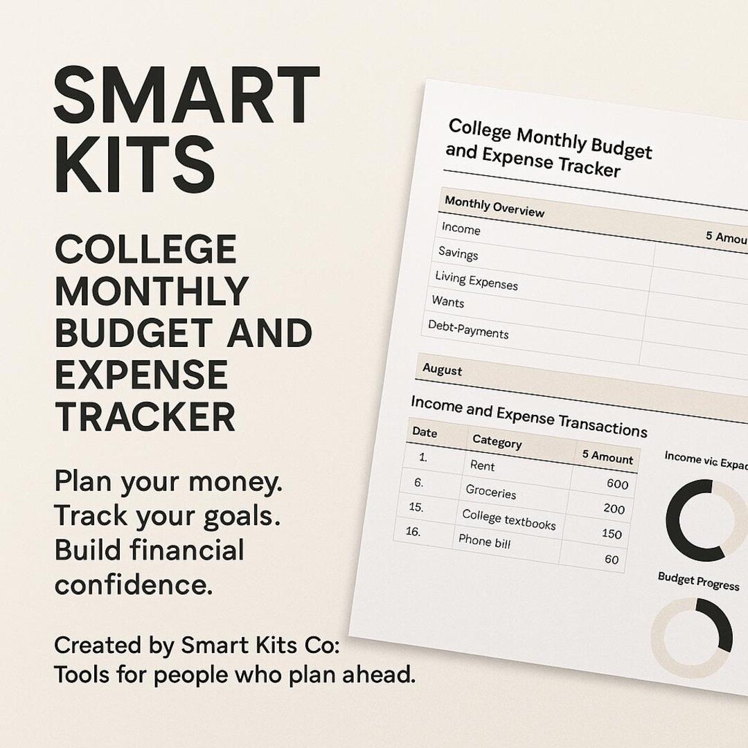 College Budget Planner | Monthly Expense Tracker | Excel & Google ...