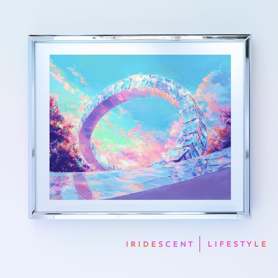 Iridescent Pastel Circular Bridge - Surreal Vaporwave Landscape, Dreamy ...