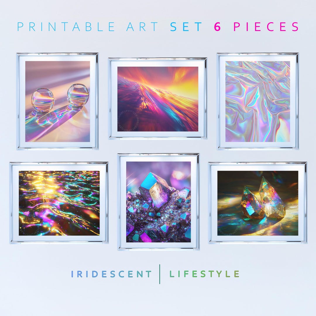 Iridescent Posters Printable Wall Art Bundle Set of 6 Digital Download ...