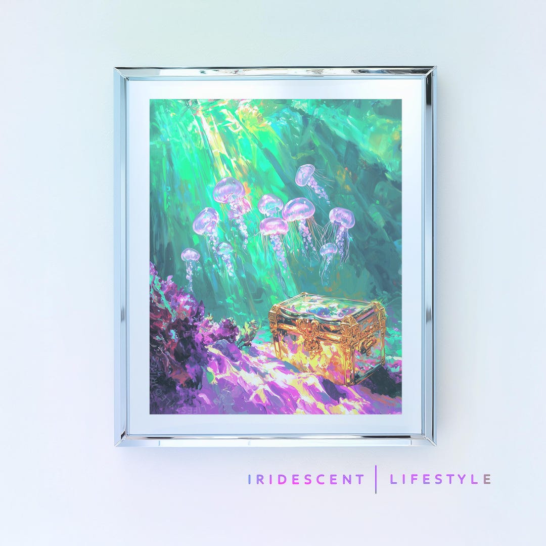 Iridescent Pirate Treasure Chest Printable Wall Art - Holographic ...