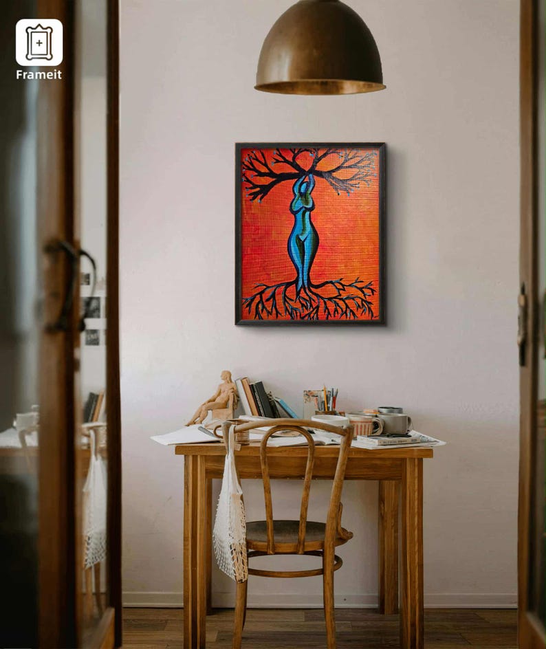 Divine Feminine Tree Art | Original Goddess Painting | Nature-inspired ...