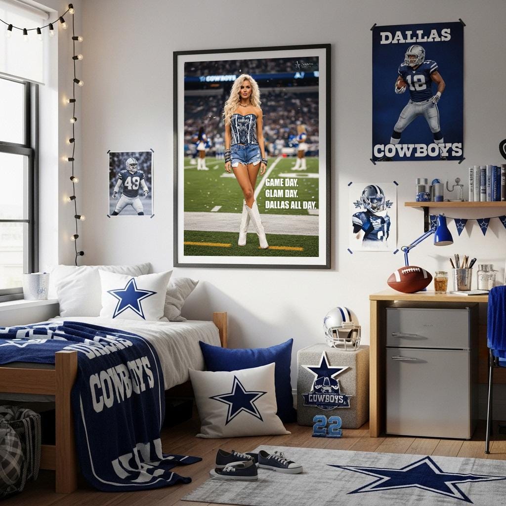 Dallas Cowboys Girl Poster Football Wall Art Game Day Outfit Glam Girl ...