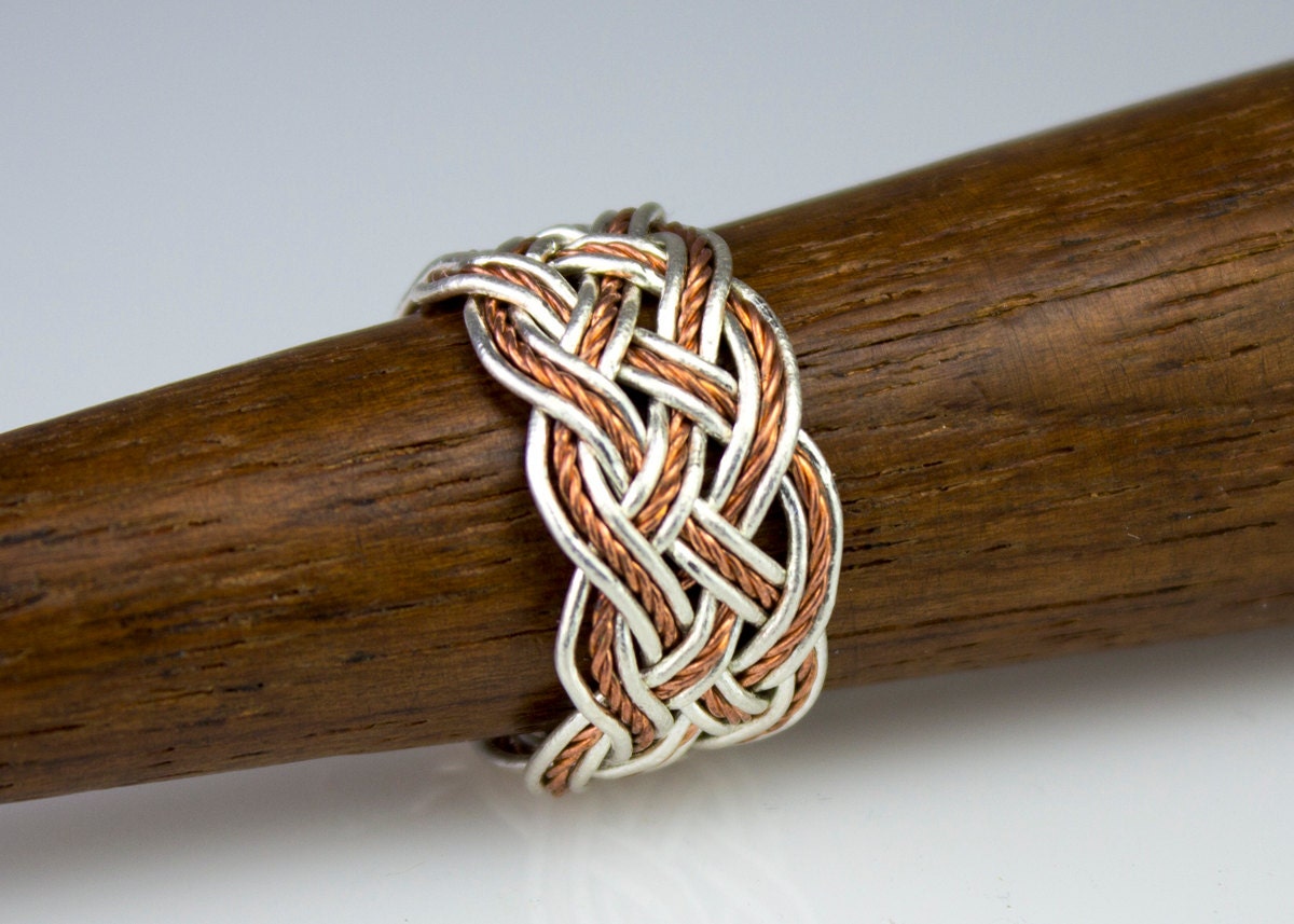 Hand-tied Silver and Twisted Copper Wire Turks Head Knot Ring - Etsy