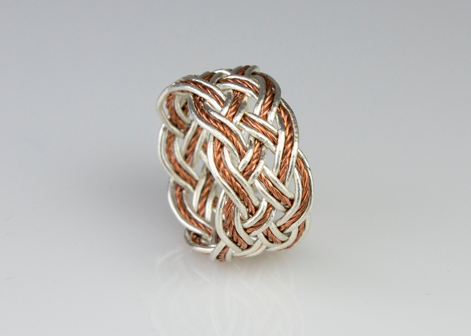 Hand-tied Silver and Twisted Copper Wire Turks Head Knot Ring - Etsy