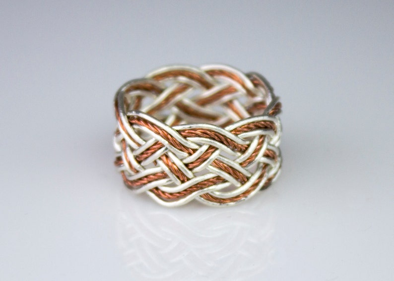 Hand-tied Silver and Twisted Copper Wire Turks Head Knot Ring - Etsy