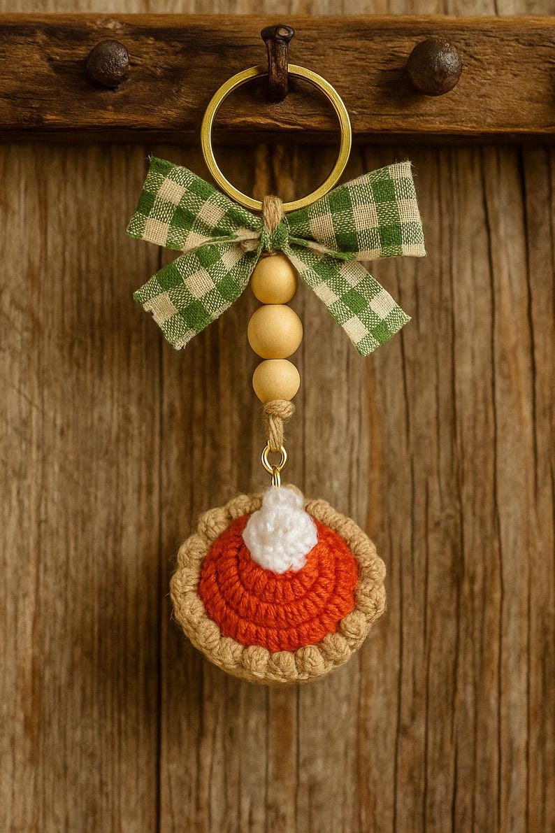 2 in 1 CROCHET PATTERN! Cozy Harvest Pumpkin Pie Car Charm Mirror ...