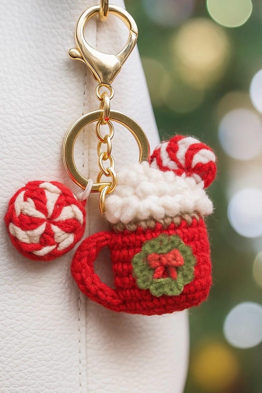 3 in 1!! Peppermint Hot Cocoa Keychain Purse Charm | Car Hanger ...