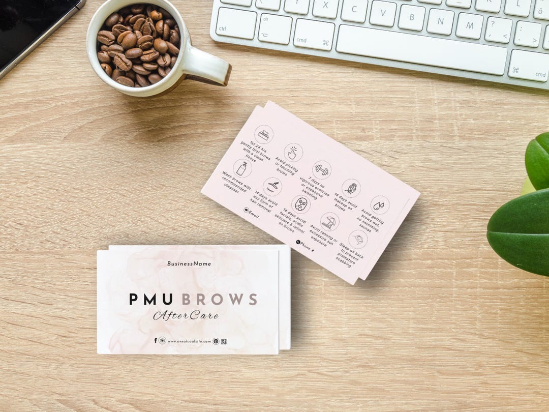 PMU Brow Aftercare Card Template: Editable Beauty Business (digital ...