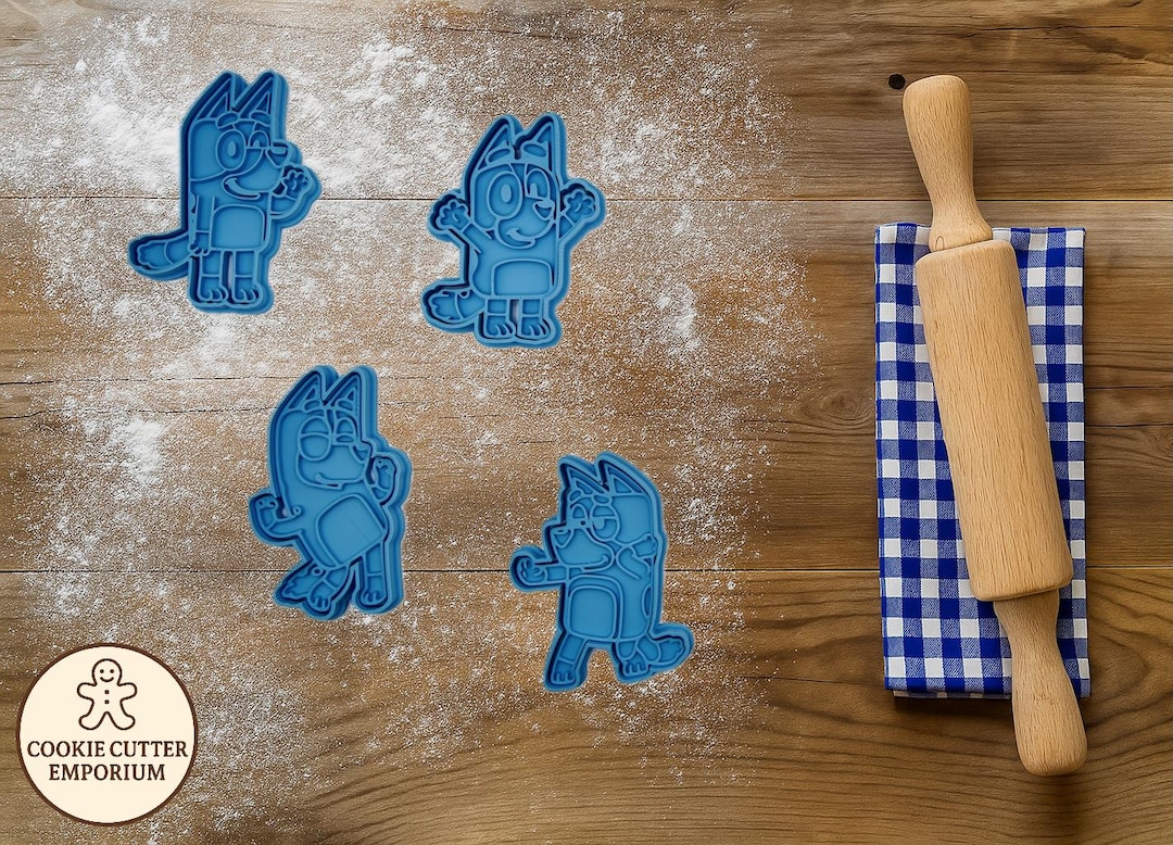 Bluey Playdough Cookie Cutters & Fondant Embossers | 4 Piece Set With ...