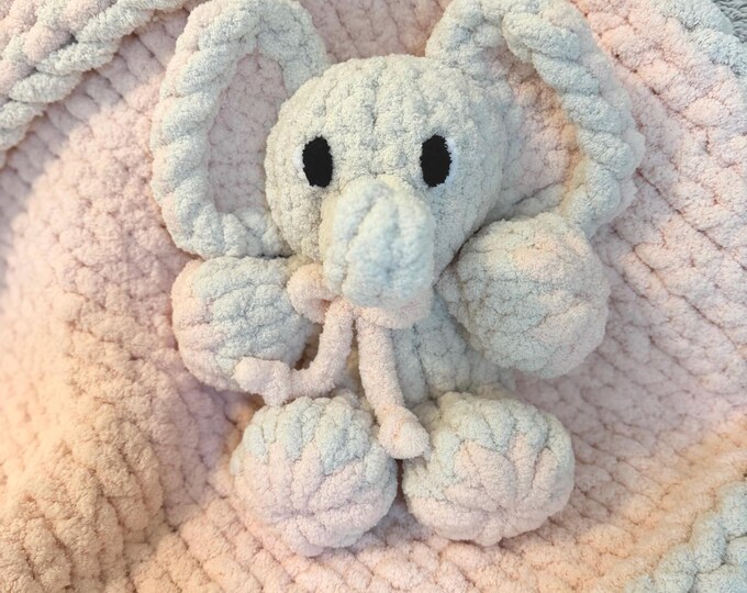 Handmade Chunky Knit Stuffed Animal Baby Elephant Snuggler Chenille ...