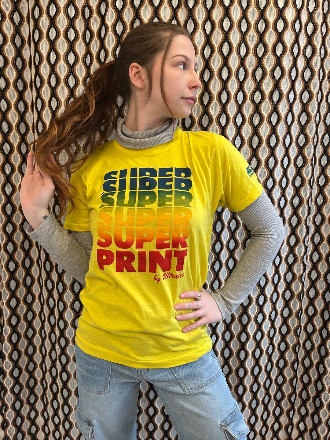 Vintage Single Stitch Bright Yellow Ultratec Super Print T-shirt - Etsy