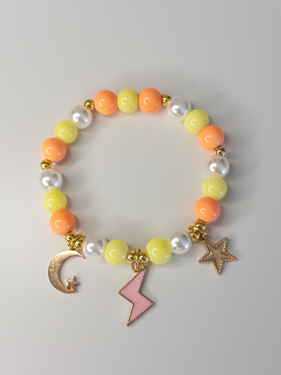 Zenitsu Inspired Bracelet – Anime Style Beaded Jewelry With Moon, Star ...