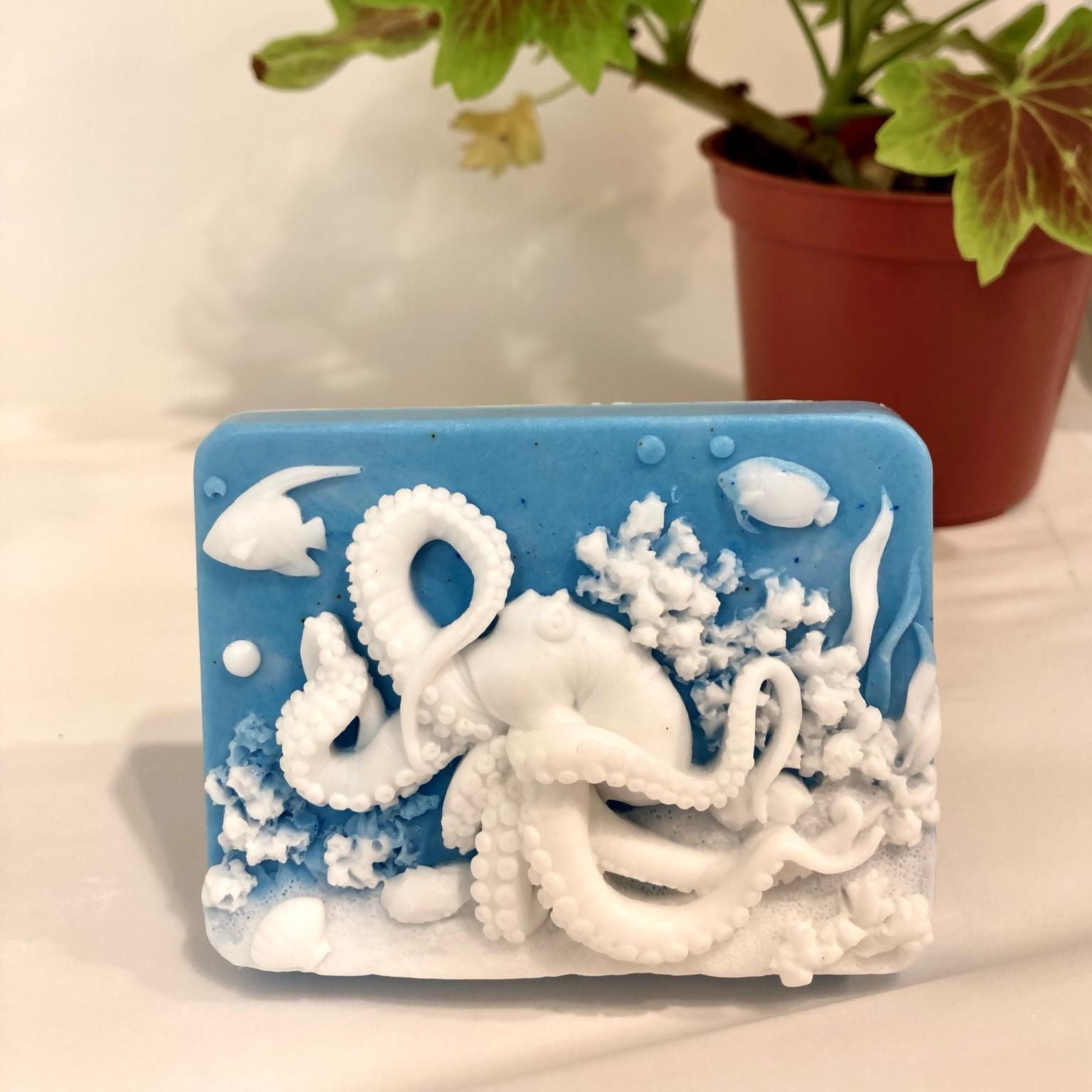 2D Octopus on Coral Reef Silicone Mold | Artistic Relief Design for ...