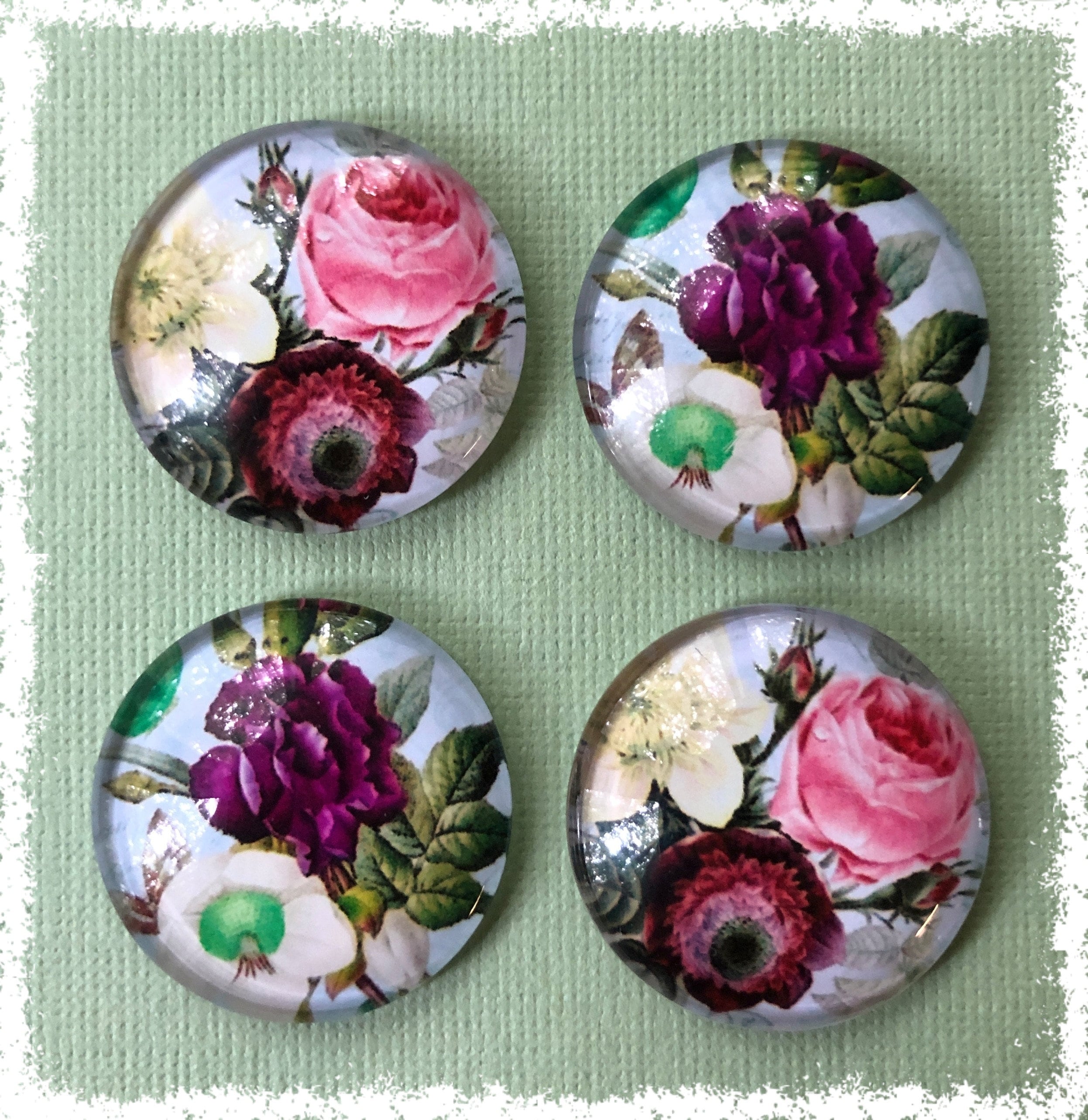 Glass Magnets Flower Magnets Flowers 3-1.25 inch 30mm | Etsy