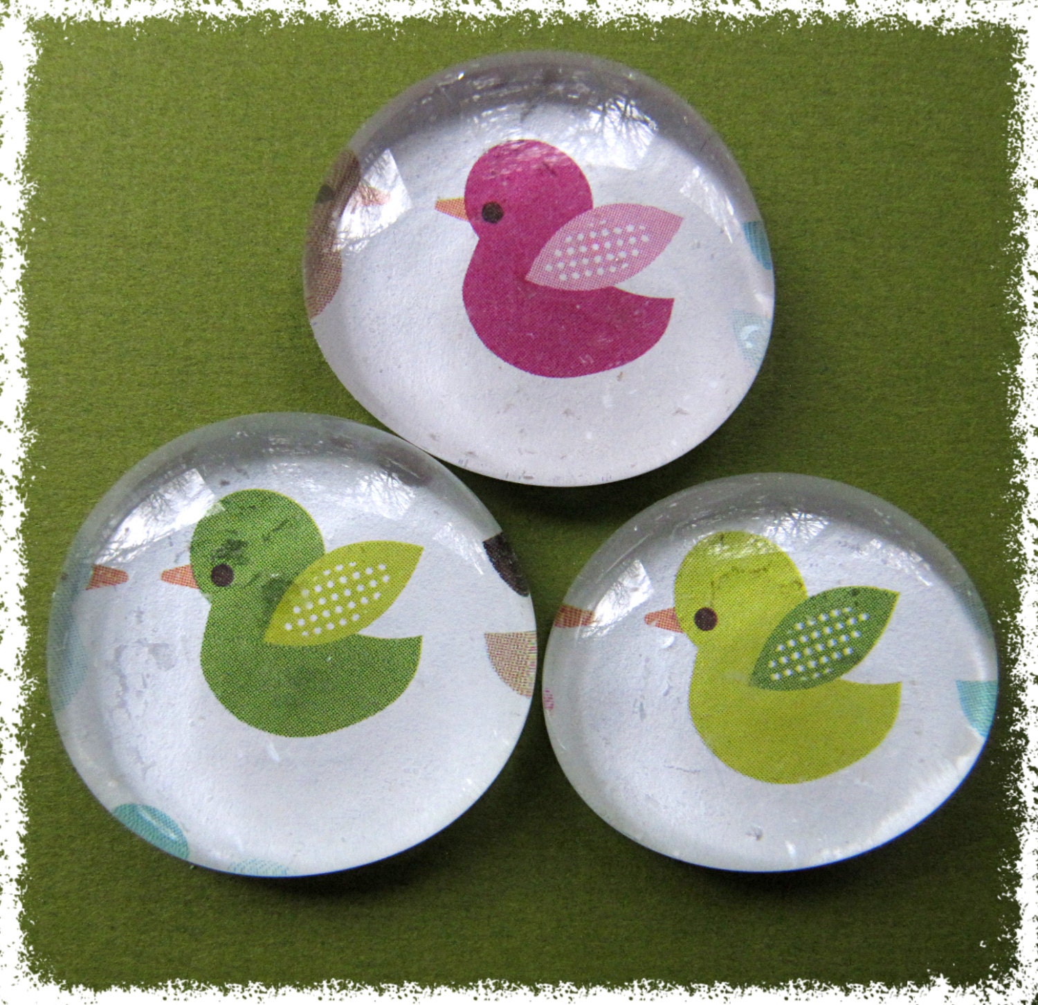 Glass Magnets Pebble Magnets Bird Magnets Set of 3 | Etsy