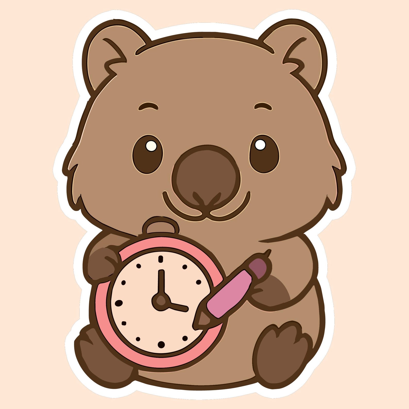 Wombat Chibi Digital Stickers | 45 Hand-drawn Cute Planner Stickers PNG ...