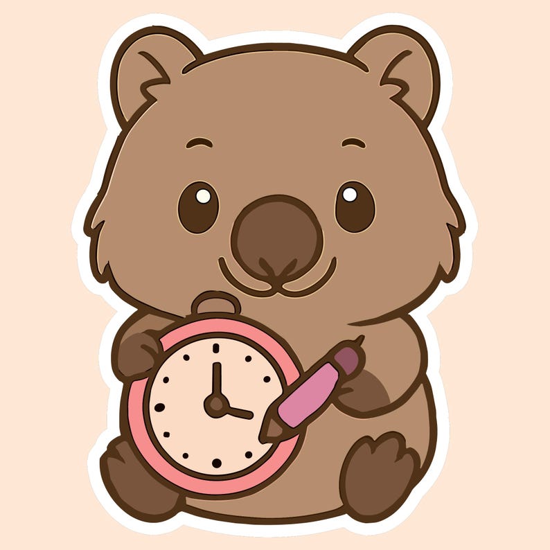 Wombat Chibi Digital Stickers | 45 Hand-drawn Cute Planner Stickers PNG ...