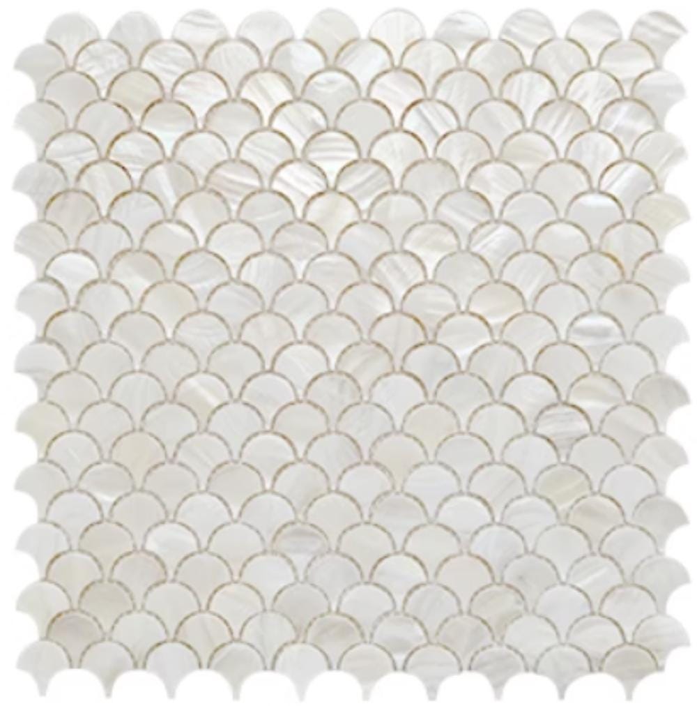 White Scallop Mother of Pearl Mosaic Tile for Bathroom Kitchen Wall ...