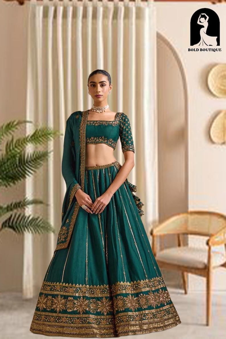 Beautiful Teal Green Mehendi Function Lehenga Choli Indian Wedding ...