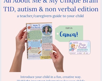 All About Me Autism Non Verbal Poster Pre K Back to School Editable ...