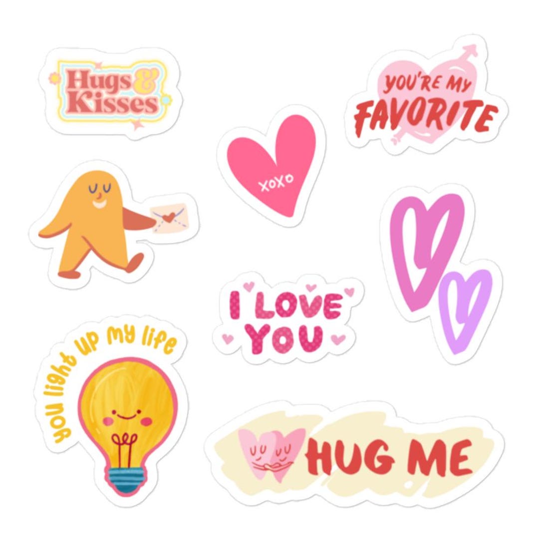 Romantic Love Stickers – Hugs & Kisses, I Love You Vinyl Decals - Etsy