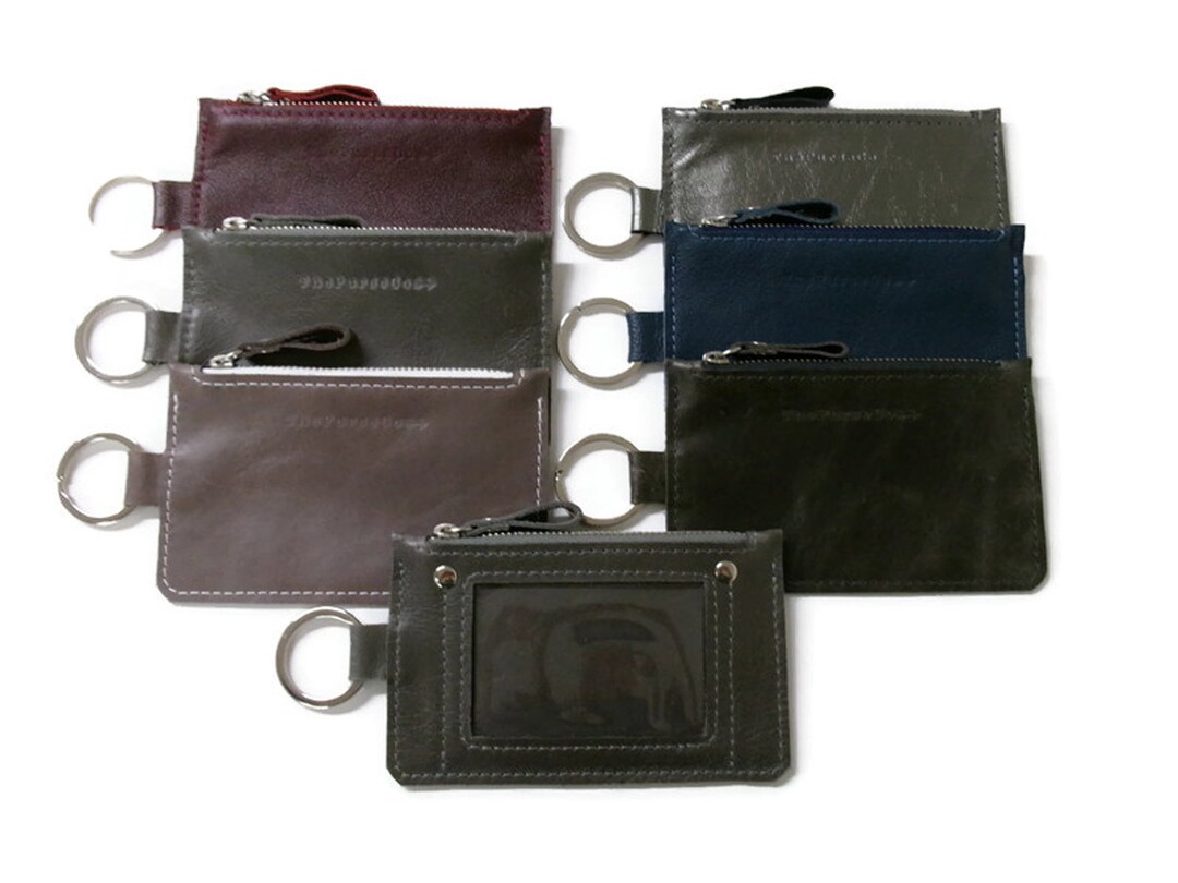 Ready to Ship Leather ID Keychain Wallet With Zipper, Card Holder ...