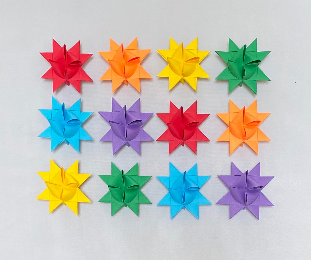 Moravian Stars (12): Rainbow Mix (red, Orange, Yellow, Green, Blue ...