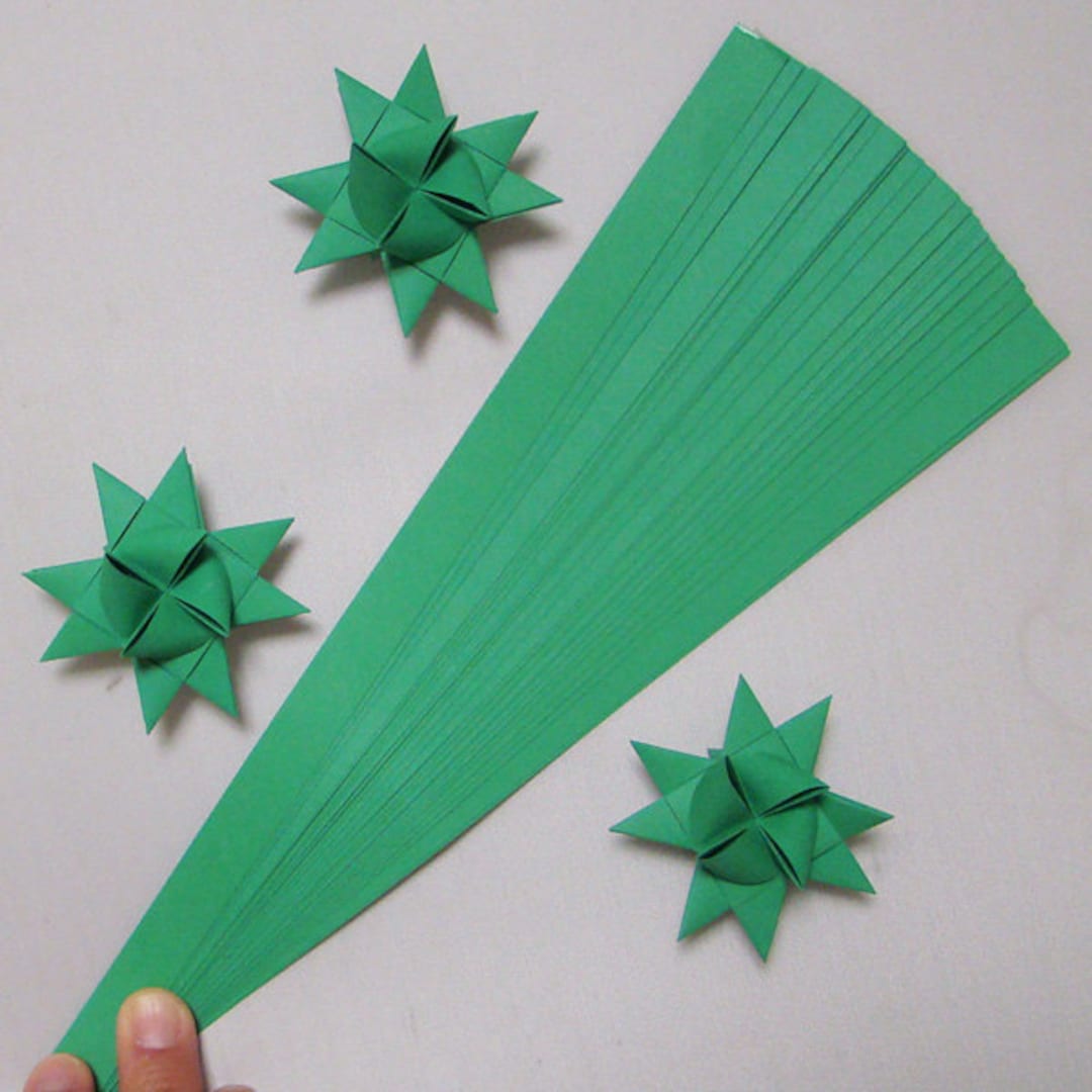 Single Color Green Paper Strips for Making Moravian German Froebel ...