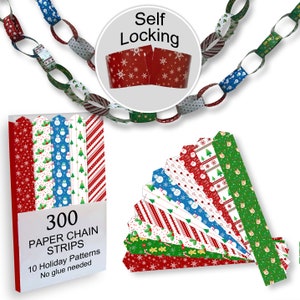 300 Paper Chain Strips for Crafting. No Glue or Tape Needed. Kid ...