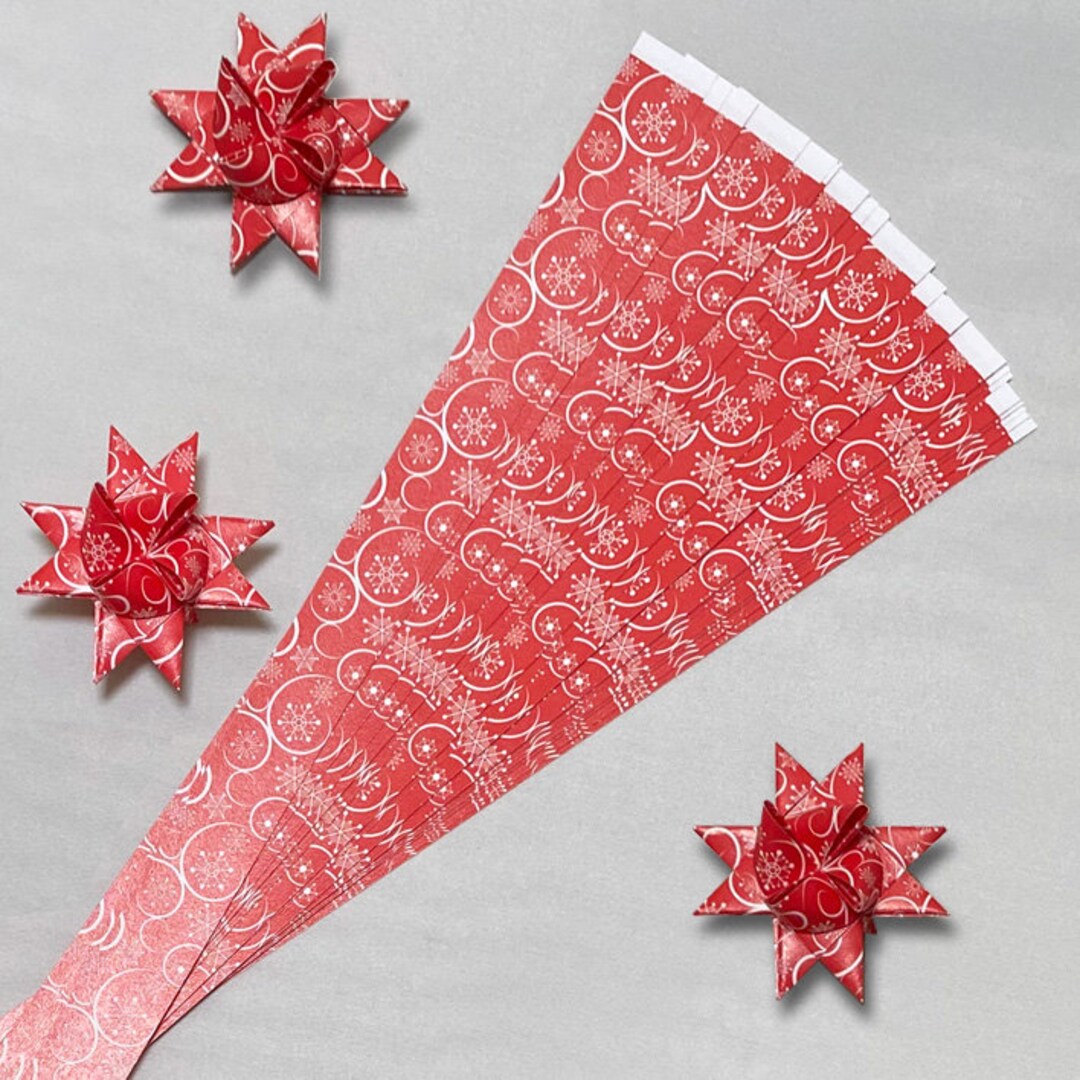 Red Curl Patterned Paper Strips for Making Moravian German Stars (50 ...