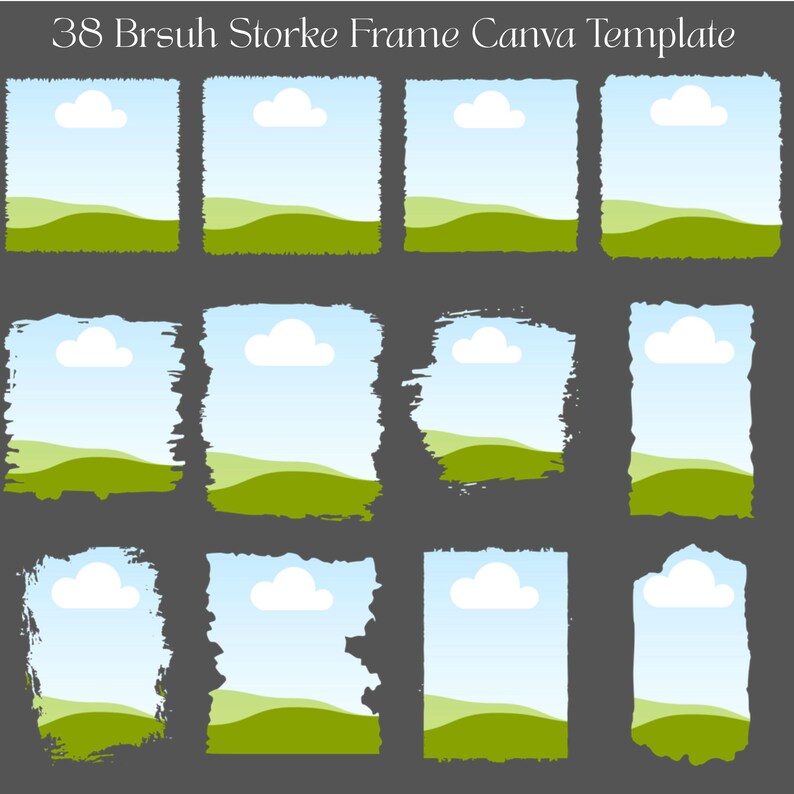 Bleach Effect Distressed Edge Editable Frames Template Bundle, Canva ...