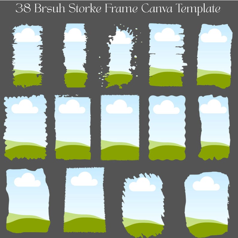 Bleach Effect Distressed Edge Editable Frames Template Bundle, Canva ...
