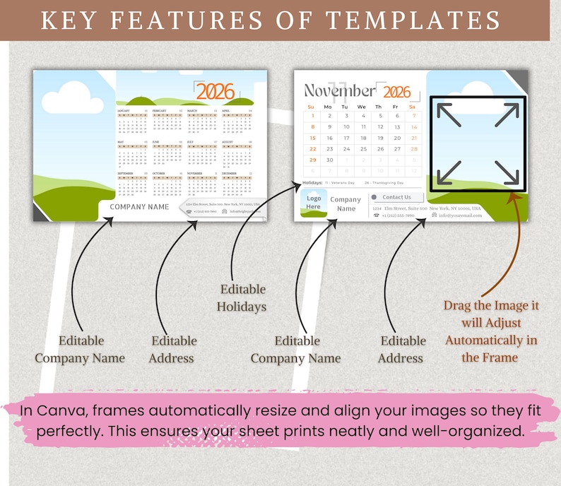 2026 Editable Photo Calendar Template Bundle | Full Year at a Glance ...