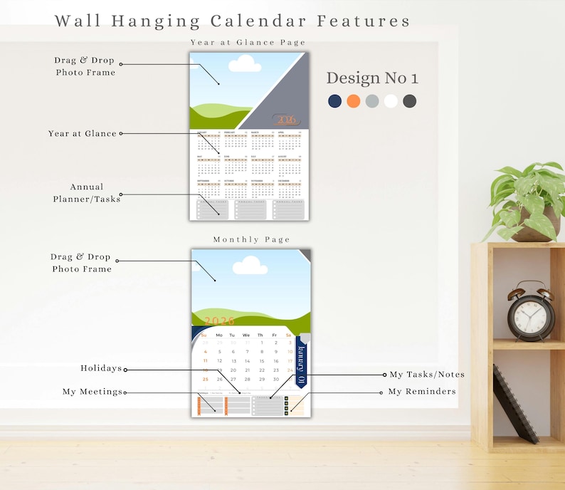 Custom Calendar 2026 Canva Editable Templates Bundle | Photo Wall Diy ...