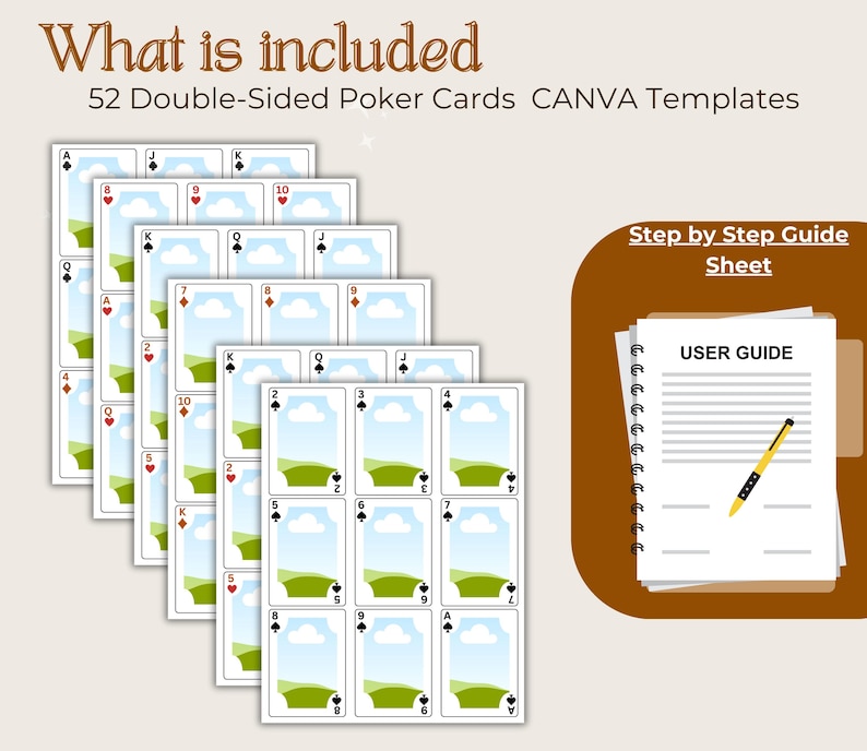 52 Poker Card Canva Templates | Editable Canva Playing Cards Deck | DIY ...