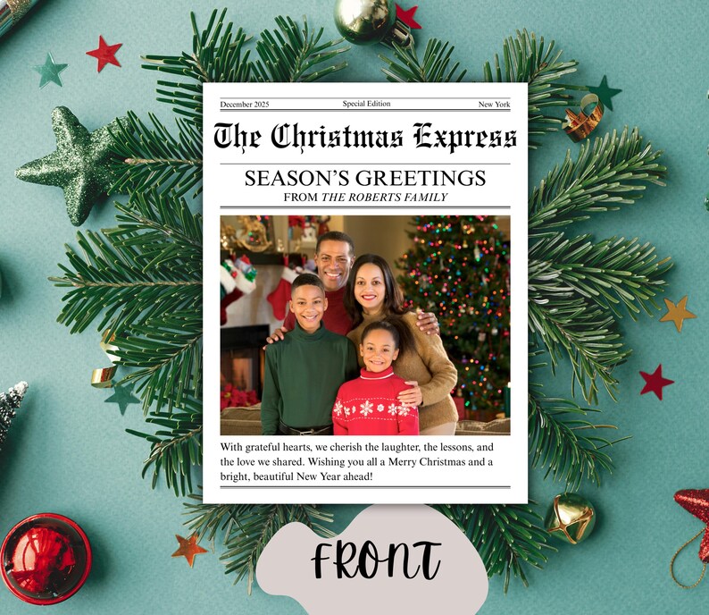 Editable Newspaper Template Christmas Newsletter | Year in Review ...