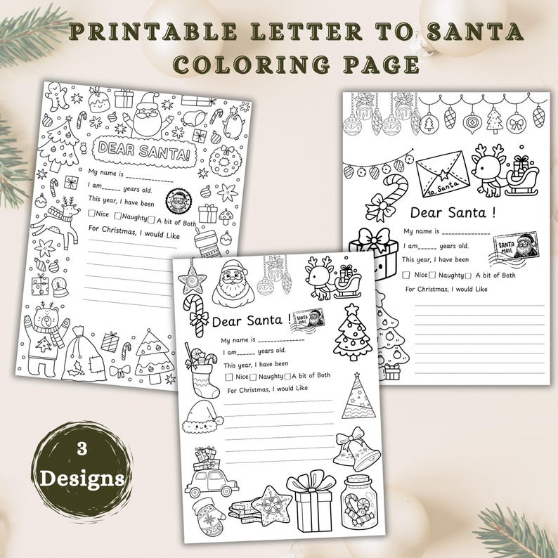 Letter to Santa Coloring Page Xmas Wish List Printable | Dear Santa ...