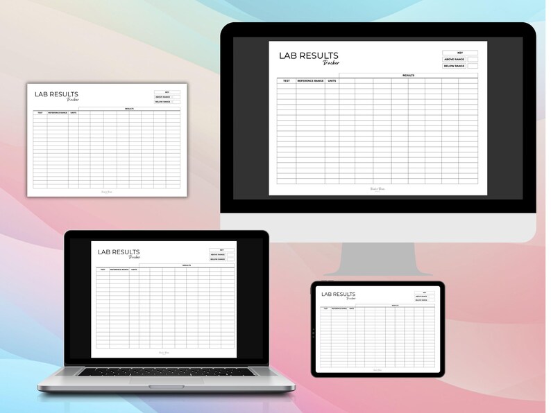 Lab Results Tracker | Fillable & Printable PDF | Single Page Blood ...