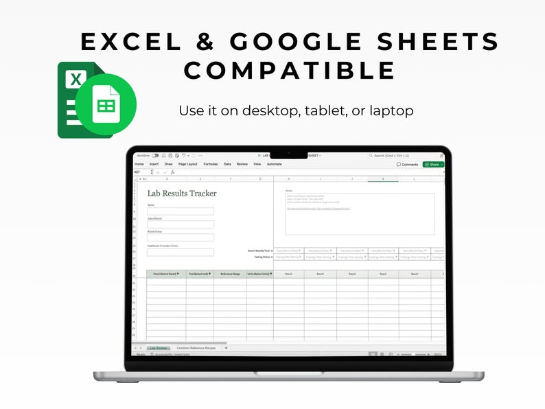 Lab Results Tracker Spreadsheet | Blood Test Results & Medical Lab ...