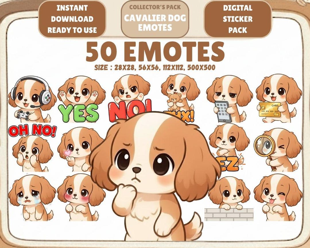 50 Kawaii Cavalier King Charles Spaniel Emotes: Chibi Twitch Discord ...
