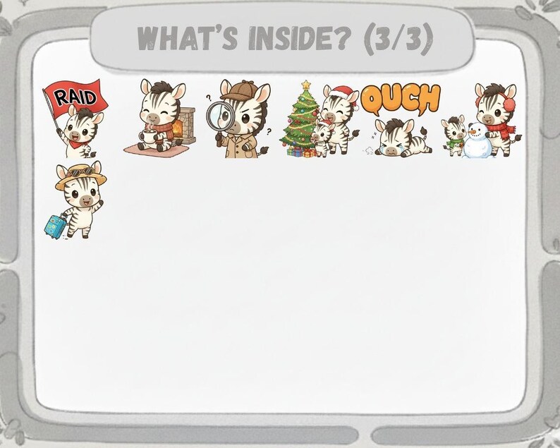 55 Kawaii Zebra Emotes PNG Pack: Chibi Twitch Discord Emotes (digital ...