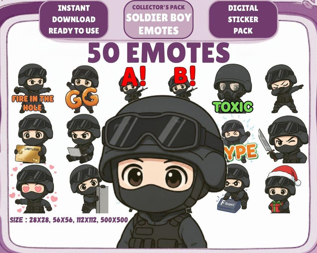 50 Kawaii CS2 CT Operator Emotes PNG Pack: Chibi Twitch Discord Emotes ...