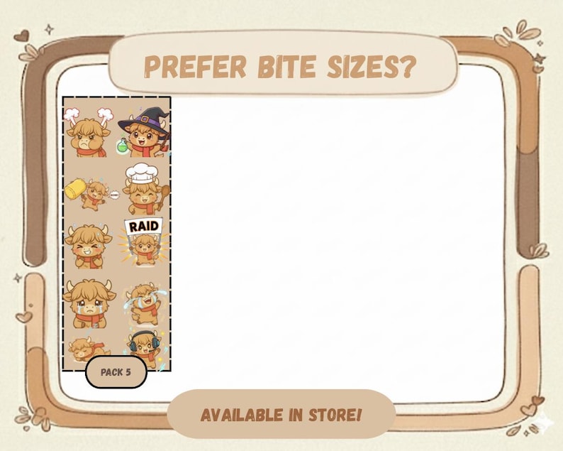 10 Highland Cow Emote Pack PNG Pack 1 | Kawaii Chibi Cow Static Twitch ...