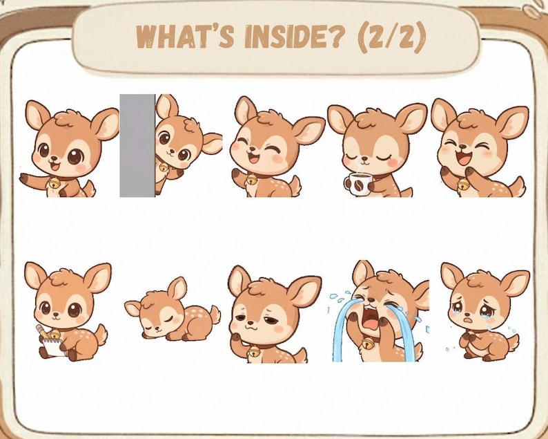 20 Animated Kawaii Fawn Emotes GIF Pack: Chibi Twitch Discord Emotes ...