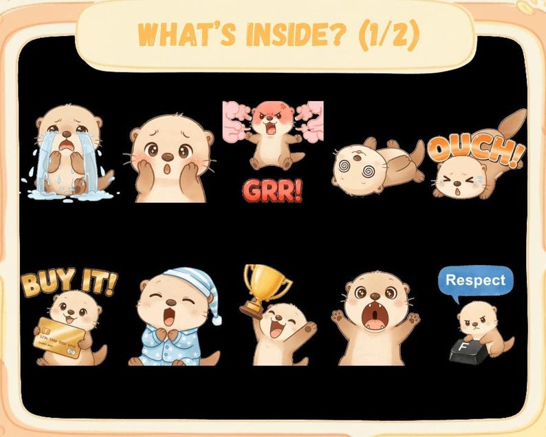 20 Animated Kawaii Sea Otter Emotes GIF Pack: Chibi Twitch Discord ...