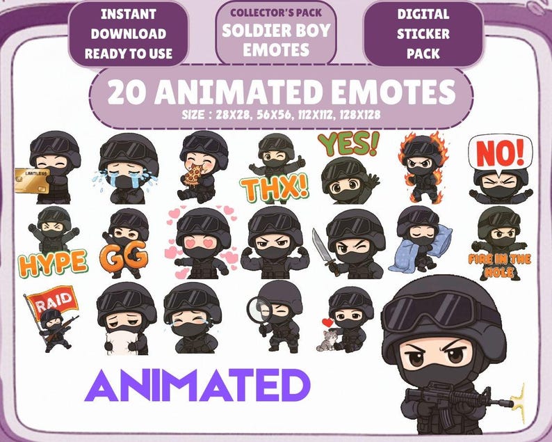20 Animated CS2 CT Operator Emotes GIF Pack: Chibi Twitch Discord ...