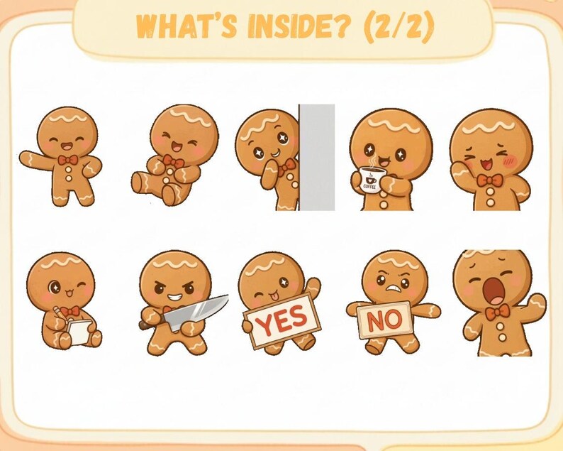 20 Animated Kawaii Gingerbread Emotes GIF Pack: Chibi Twitch Discord ...