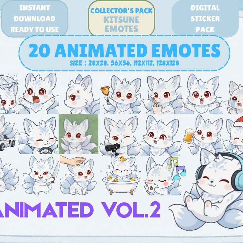 Twitch Animated Kitsune - Etsy