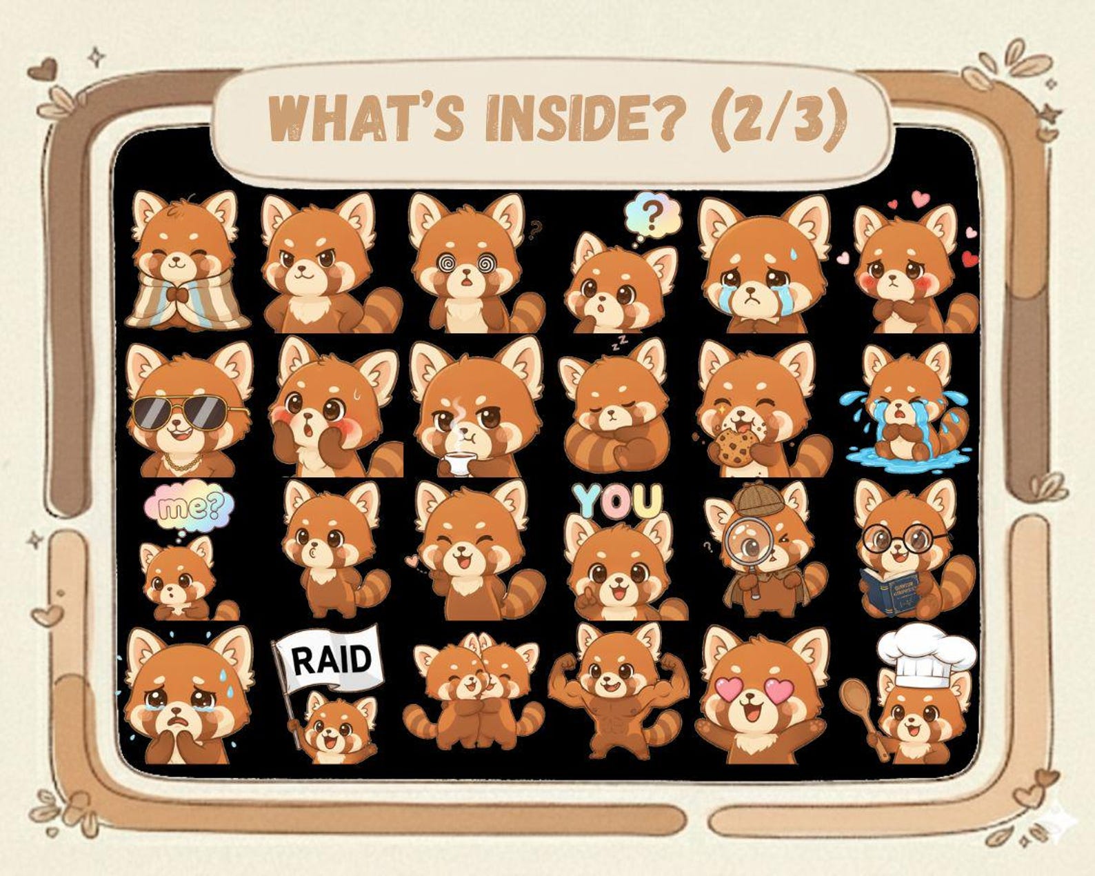 50 Red Panda Emote Pack: Kawaii Chibi Twitch/discord Emotes (PNG ...