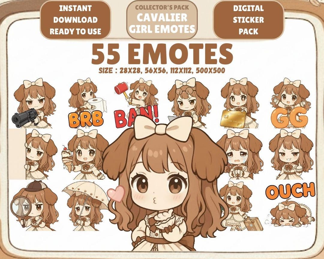 55 Kawaii Cavalier King Charles Spaniel Girl Emotes: Chibi Twitch ...
